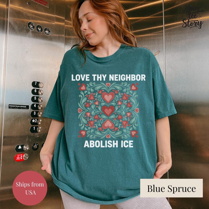 Love Thy Neighbor Abolish ICE Protest T-shirt, Retro Feminist Valentine ...
