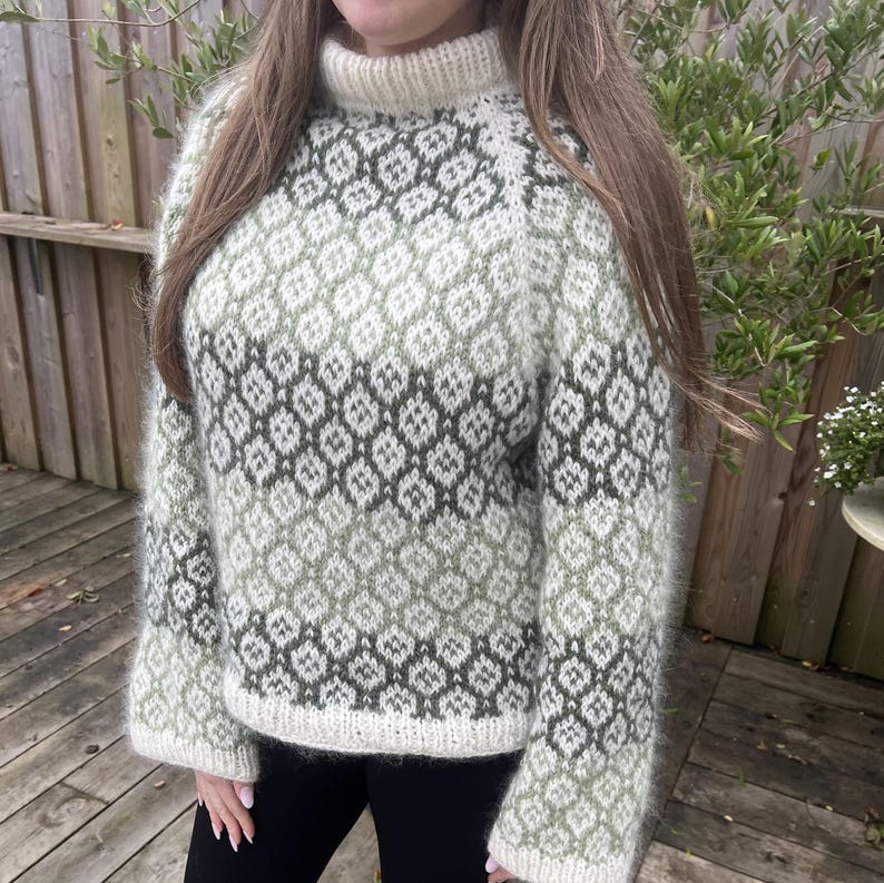 Fair Isle Yoke Sweater Knitting Pattern: Easy Beginner Colorwork (PDF ...