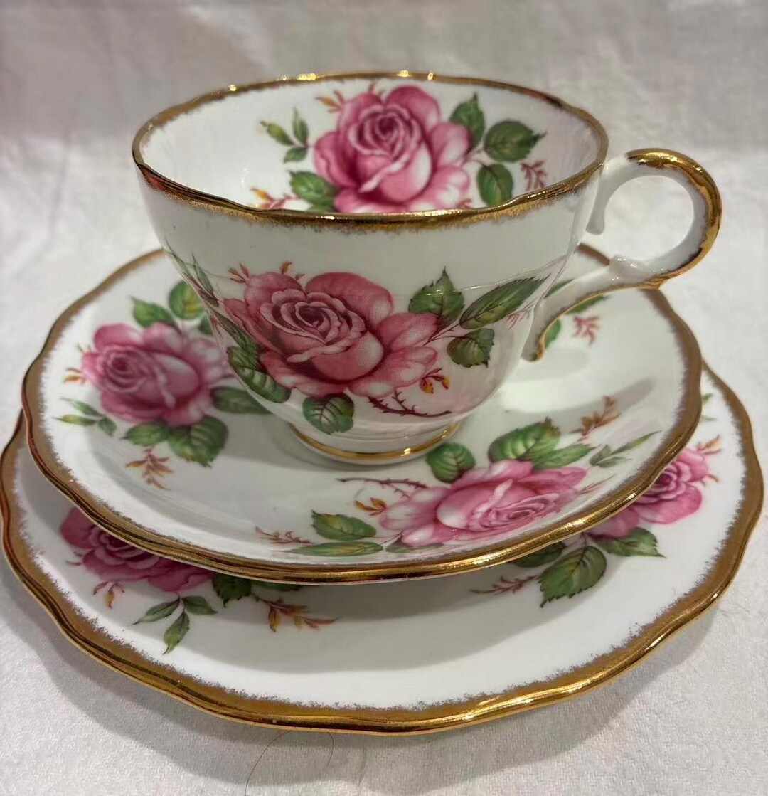 Vintage Melba Bone China Tea Trio | Pink Rose Floral | Made in England ...