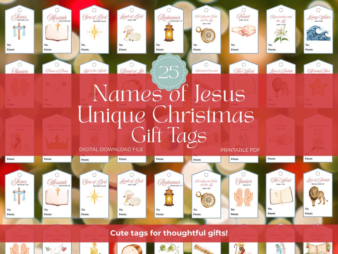 Names of Jesus Gift Tags Christmas 2025, Printable Festive Holiday ...