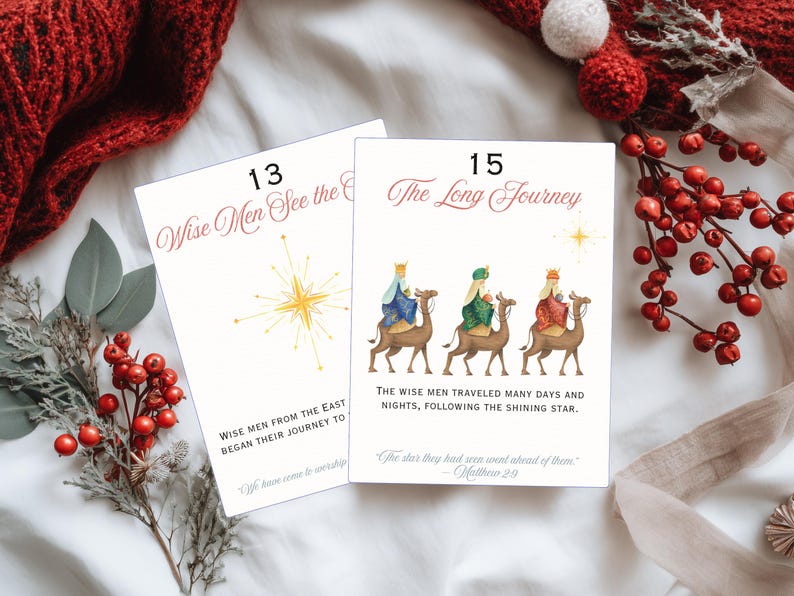 Christmas Nativity Story Advent Calendar Cards 2025, Printable ...