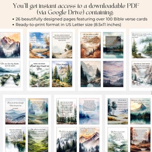 100+ Bible Verse Cards Watercolor Landscape Theme, Scripture Painting ...