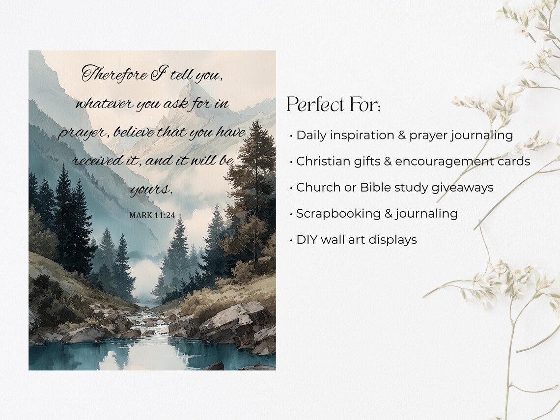 100+ Bible Verse Cards Watercolor Landscape Theme, Scripture Painting ...