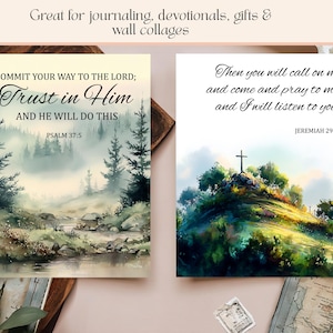 100+ Bible Verse Cards Watercolor Landscape Theme, Scripture Painting ...