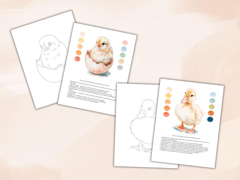 Farm Animals Watercolor Workbook Drawing Outline Painting DIY Art Kit ...
