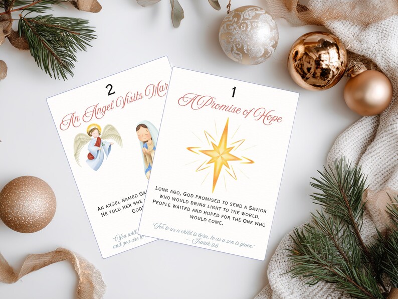 Christmas Nativity Story Advent Calendar Cards 2025, Printable ...