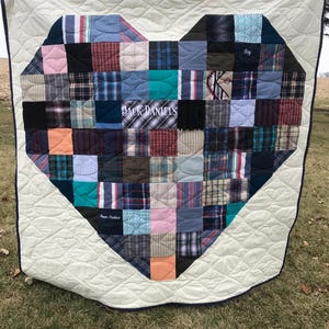 Memorial Clothing Quilt - Heart Quilt - Remembrance Throw - DEPOSIT ...
