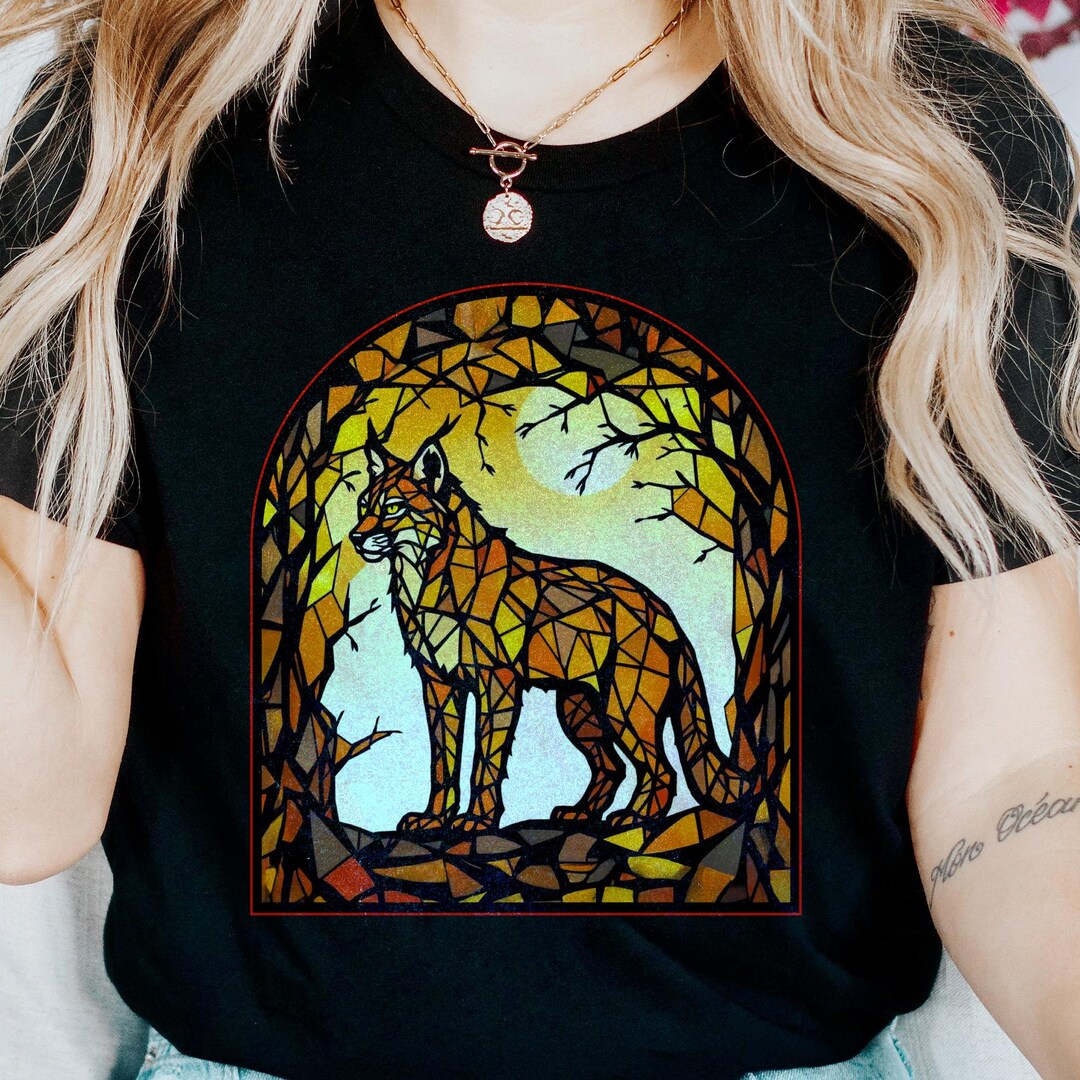 Stained Glass Lynx T-shirt | Amberlight Wildlife Collection | Unisex T ...