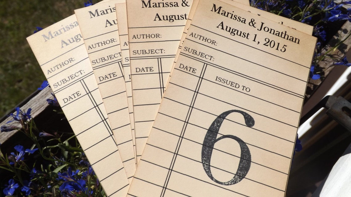 Library Card Wedding Table Number Personalize Library Cards - Etsy Canada