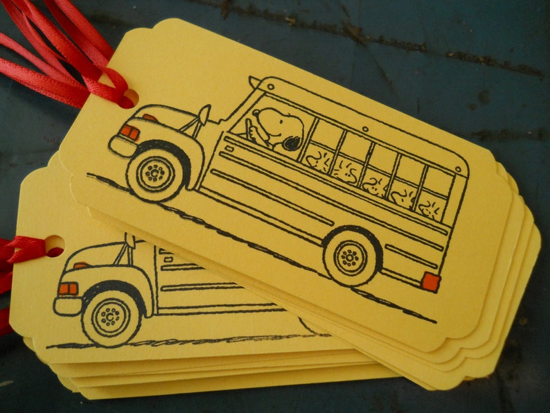 Snoopy Tags Snoopy School Bus Teacher Gift Appreciation - Etsy Canada