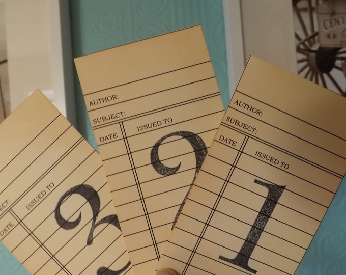 Library Cards Wedding Table Number Cards Blue Library Cards Wedding ...