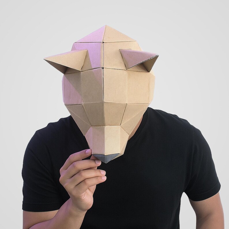 Fox Head Papercraft Template | DIY Cardboard Animal Mask Pattern - Etsy