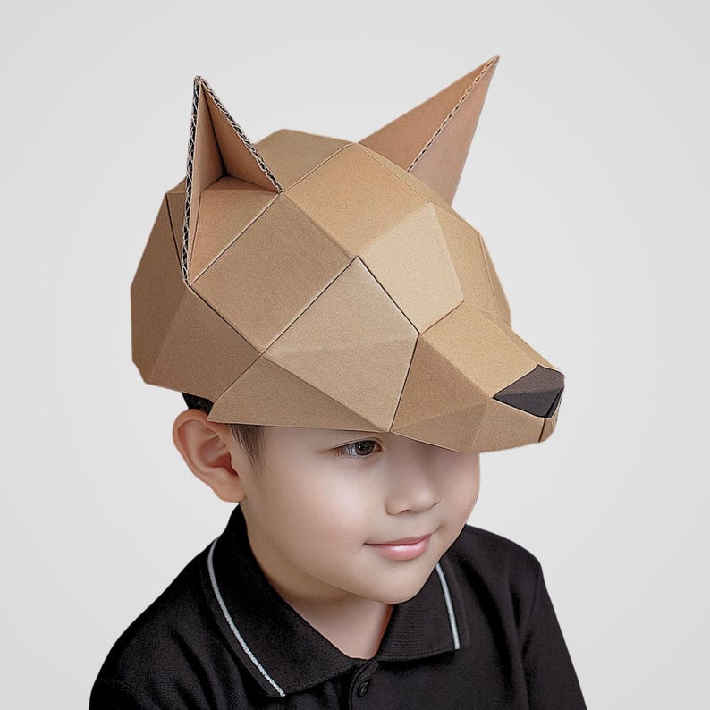Fox Head Papercraft Template | DIY Cardboard Animal Mask Pattern - Etsy