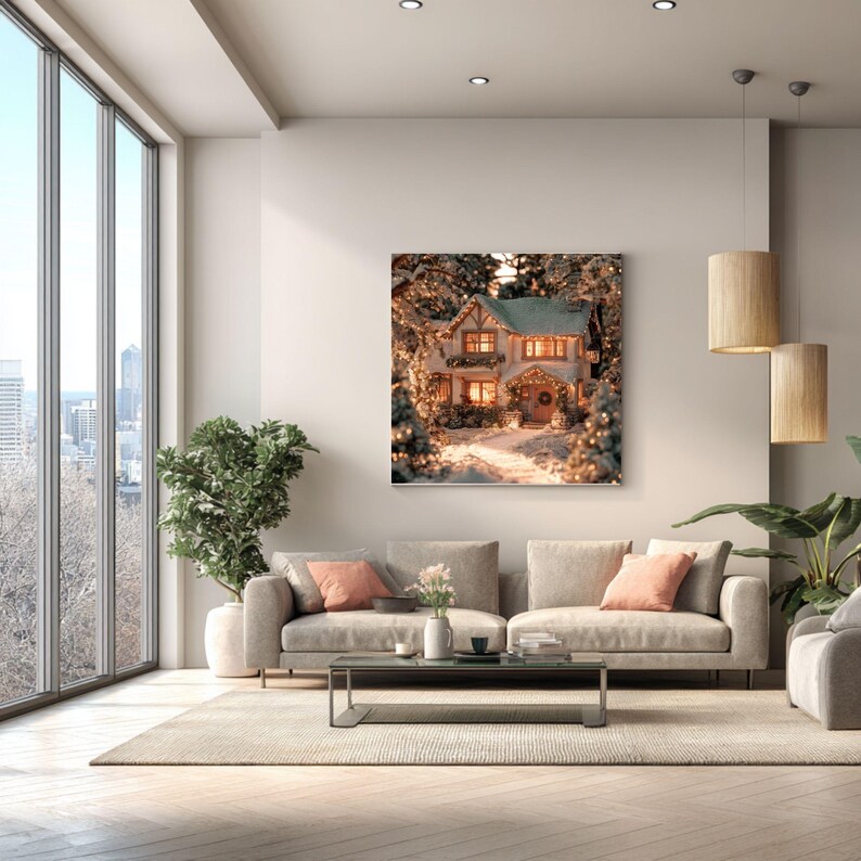 Christmas Tree Lights CANVAS Wall Art - Enchanting Snowy Winter Forest ...