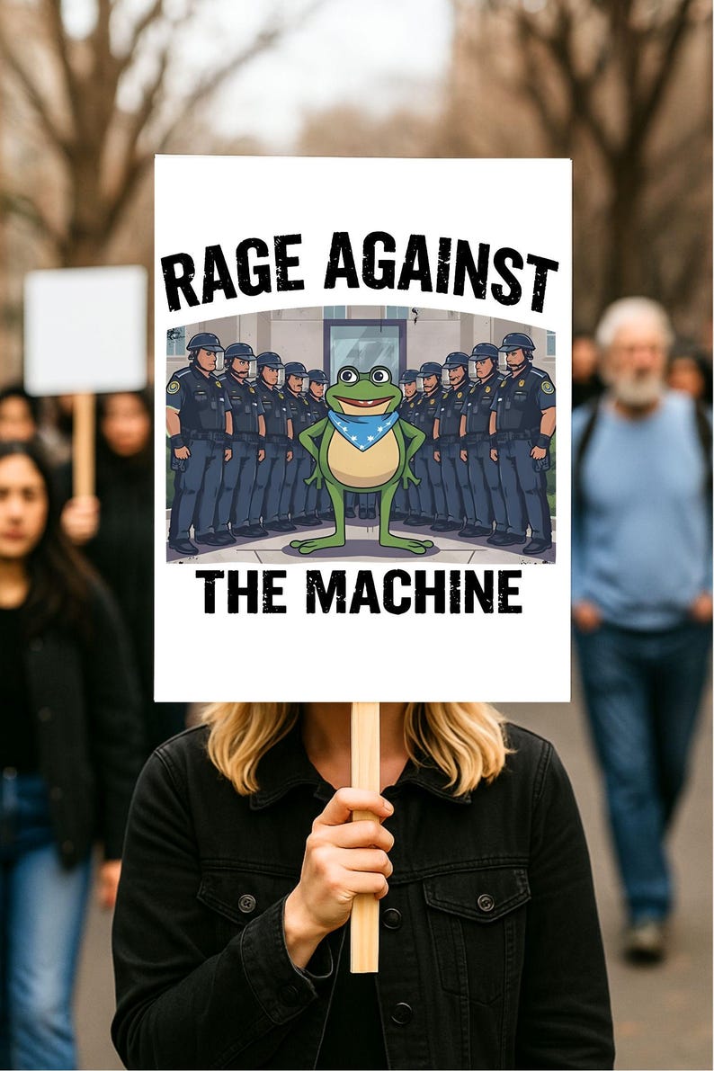 Portland Frog Anti-ice Protest Sign, Anti-trump, No Kings in America ...
