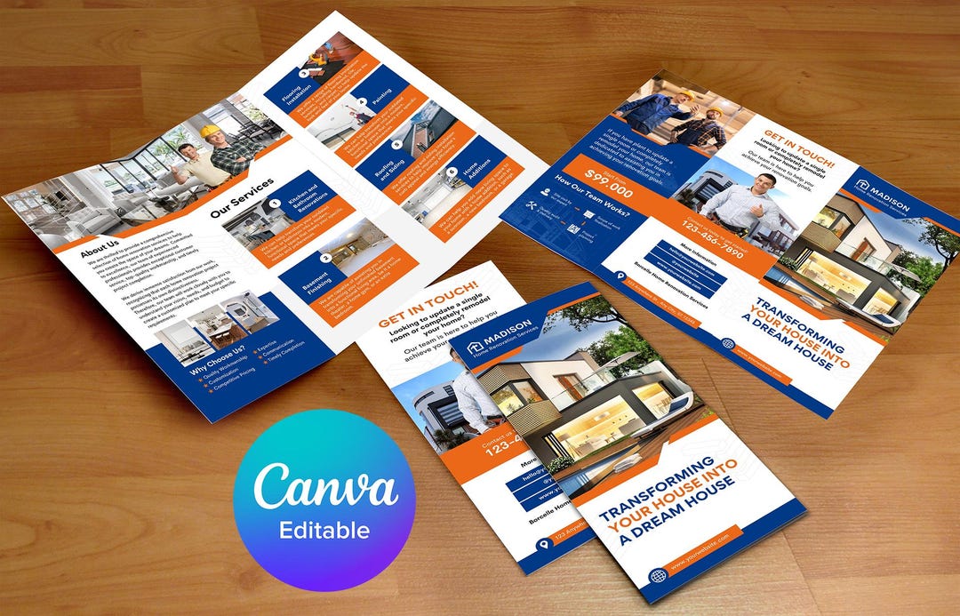 Construction Tri-fold Brochure Template | Elegant Business Layout ...