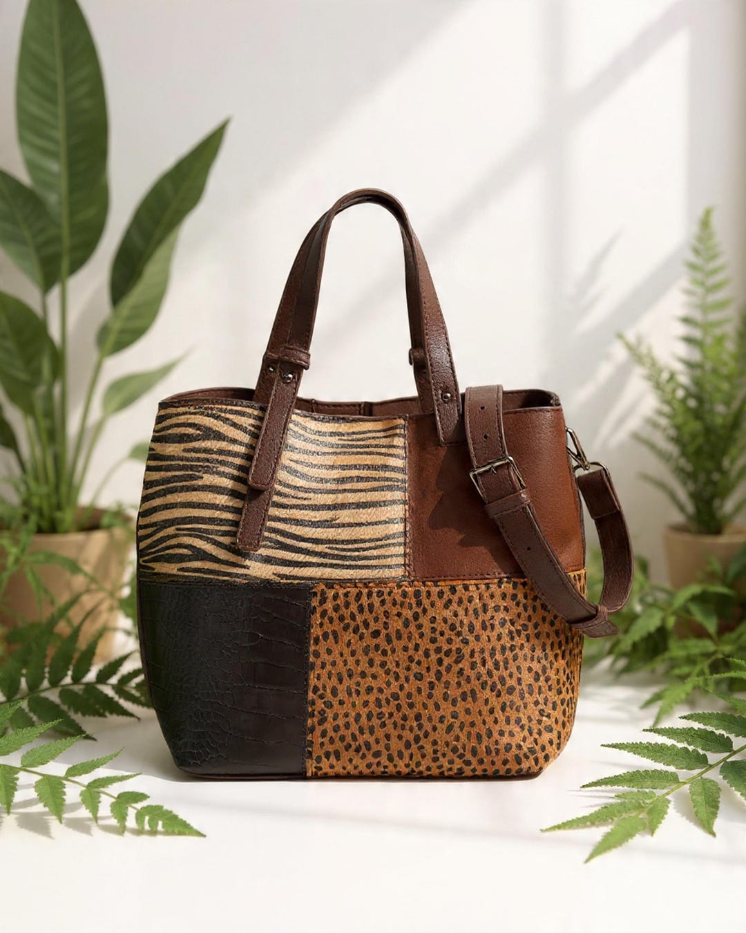 Patchwork Animal Print Shoulder Bag – Large Slouchy Tote - Etsy