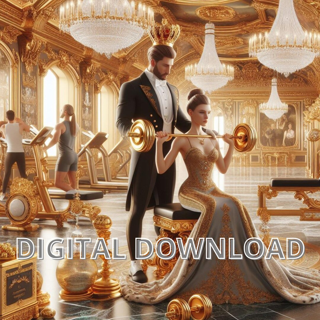 Royal Couple Fitness Poster | King & Queen With Barbell | Satirical ...