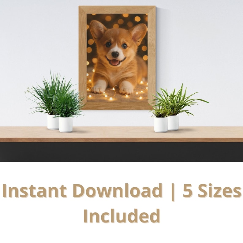Digital Download | Christmas Corgi Puppy Print | Holiday Dog Wall Art ...