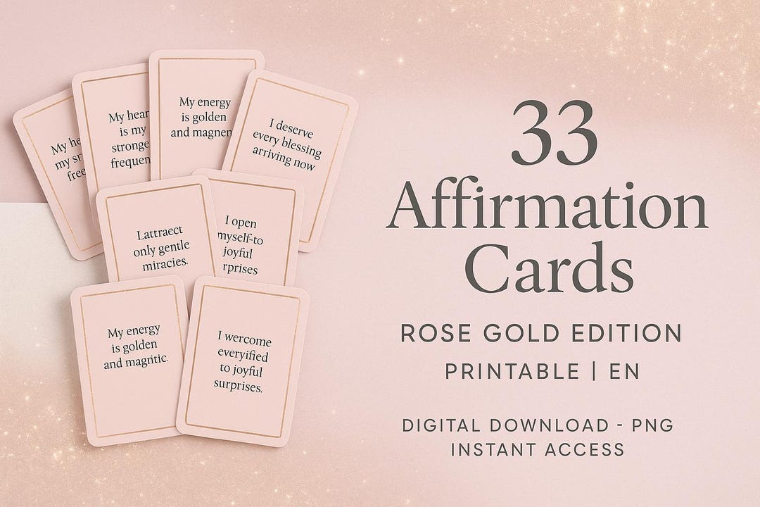 33 Printable Affirmation Cards – Rose Gold Self-love Card Deck | Soft ...