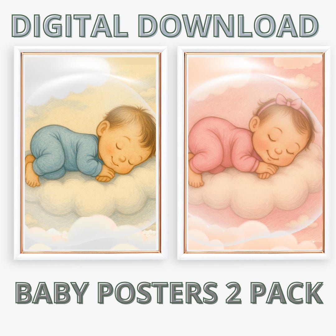 Sleeping Baby Posters: Nursery Wall Art, Boy & Girl Digital Download - Etsy