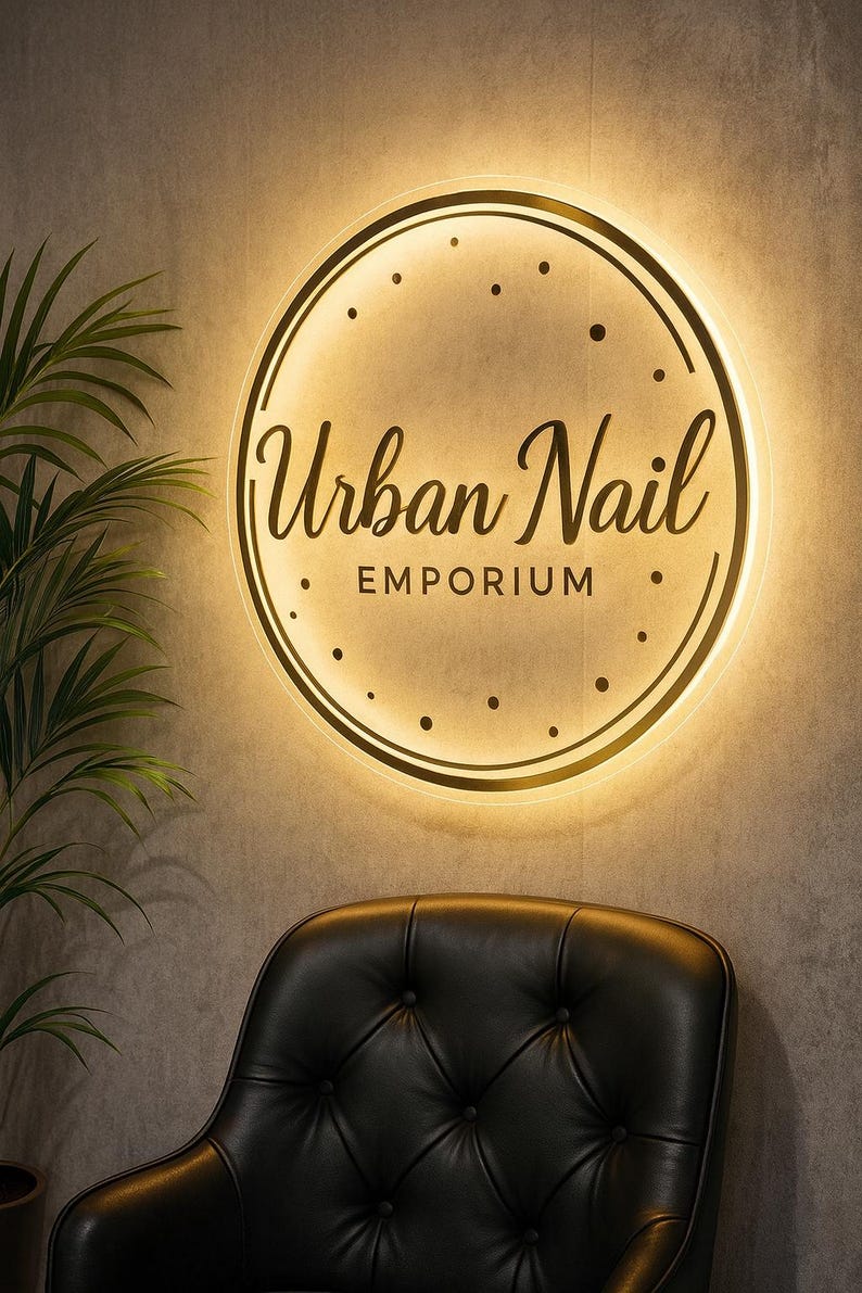 Custom LED Salon Sign | Backlit Acrylic Business Logo - Etsy