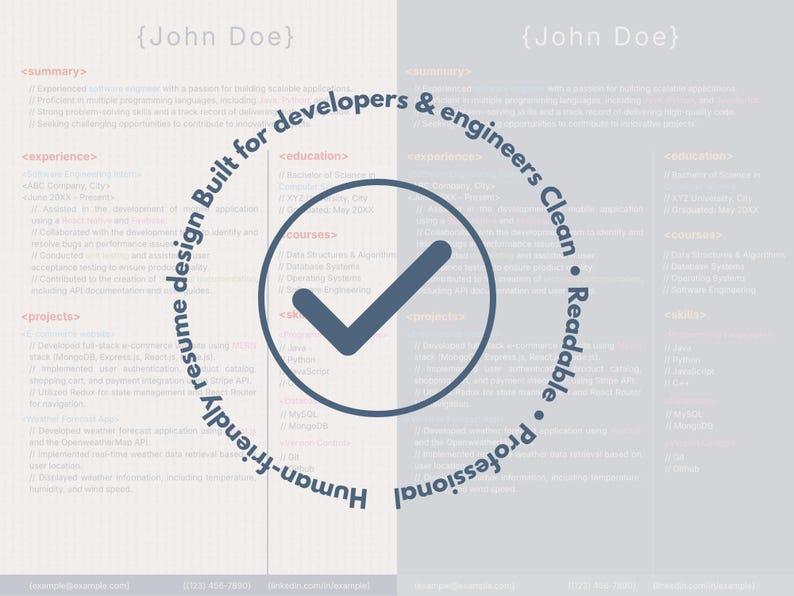 Developer Resume Template | Code Style CV for Software Engineers ...