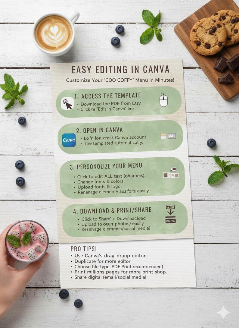 Editable Cafe Menu Template - Etsy