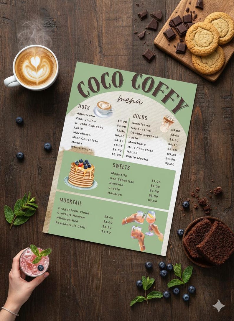 Editable Cafe Menu Template - Etsy