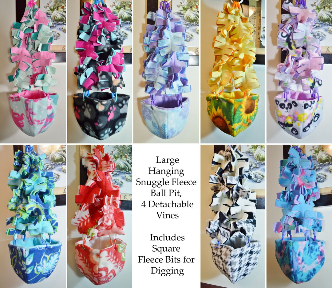 Snuggle Ball Pit; Large Fleece Reversible Hanging Pouch, Includes 4 ...