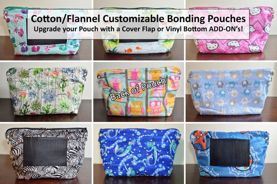 Cotton or Flannel Zippered Bonding Pouches with Screen and | Etsy
