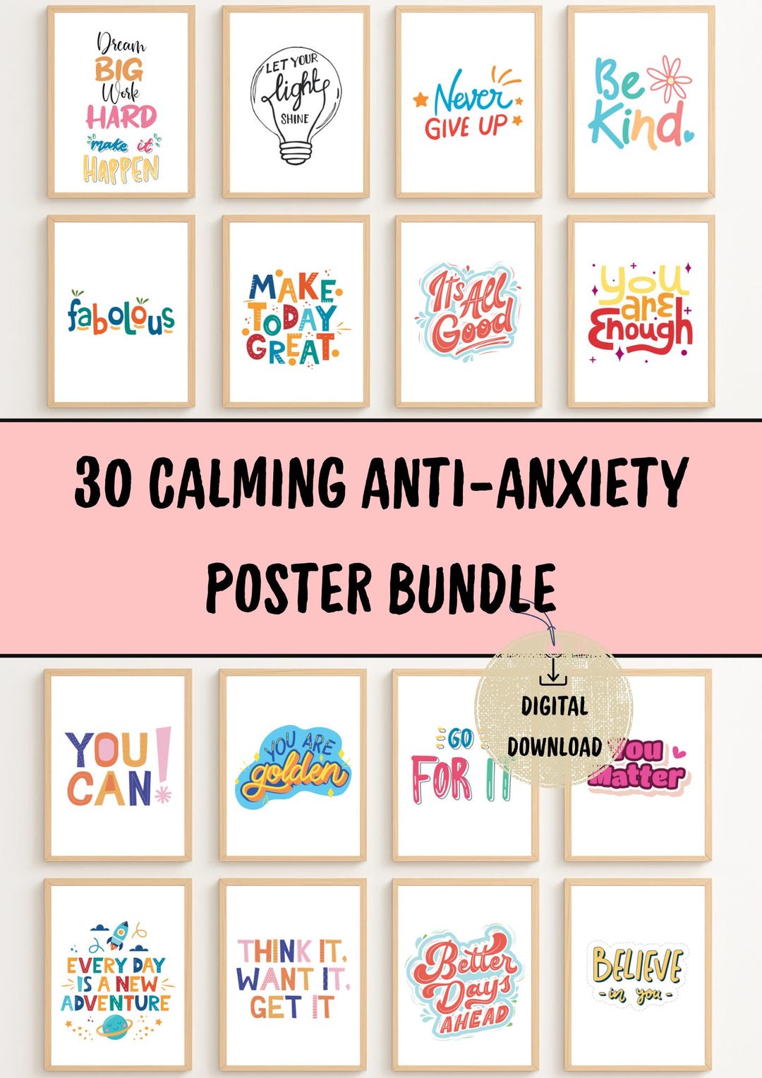 30 Calming Anti-anxiety Posters | Home Education Affirmation Wall Art ...