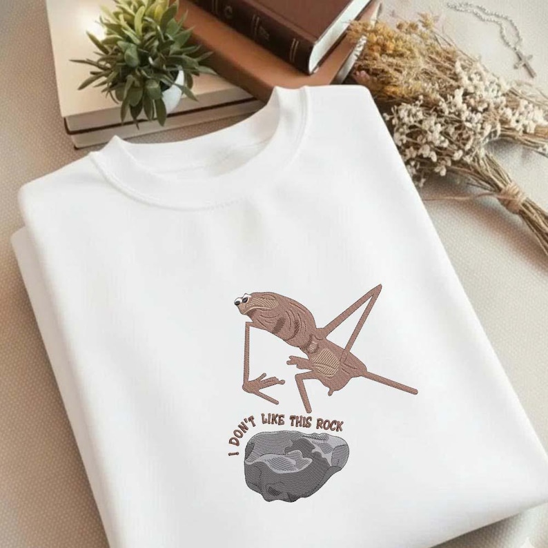 I Don’t Like This Rock Embroidery Design, Funny Meme Alien Embroidery ...