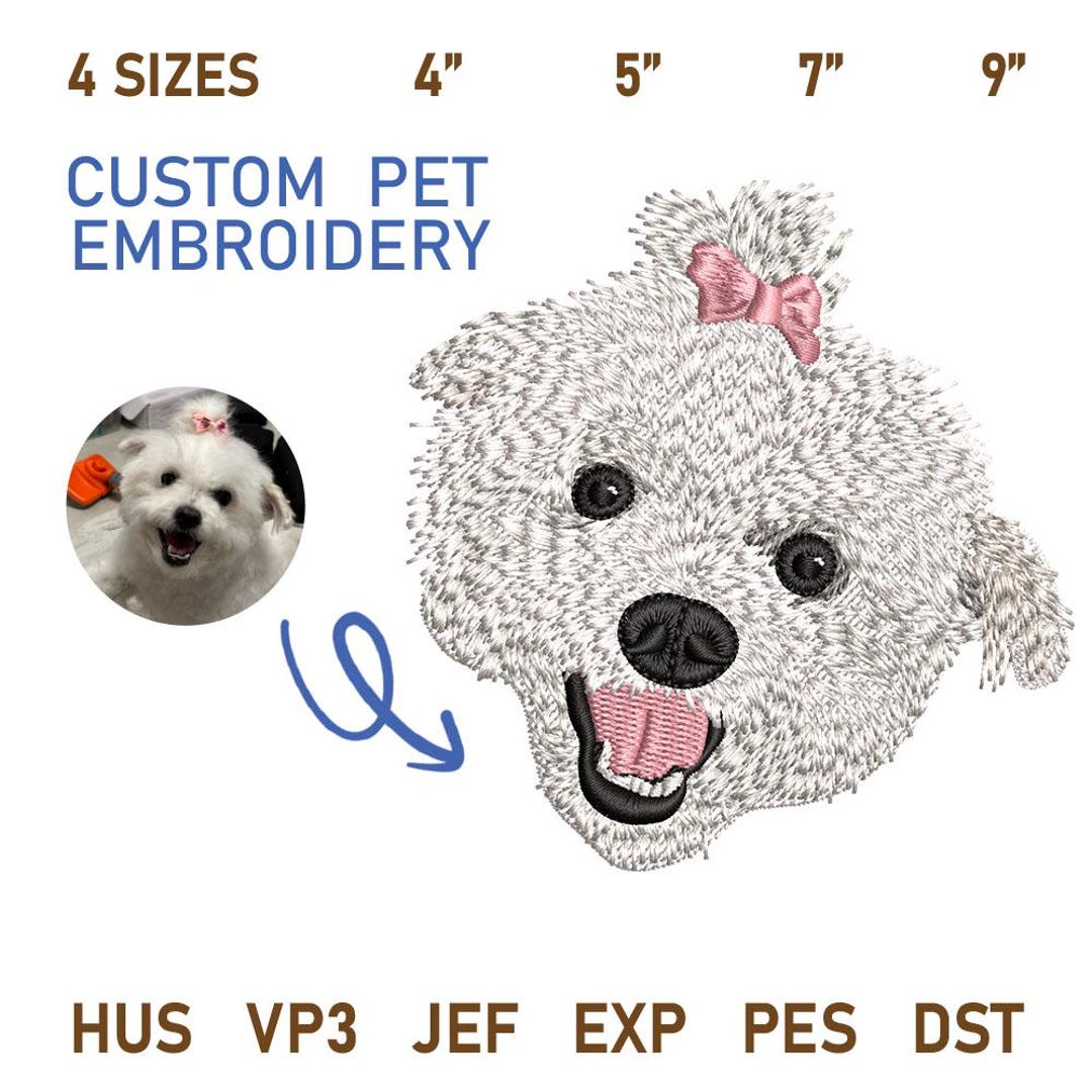 Custom Pet Embroidery Design File , Personalized Dog Portrait ...