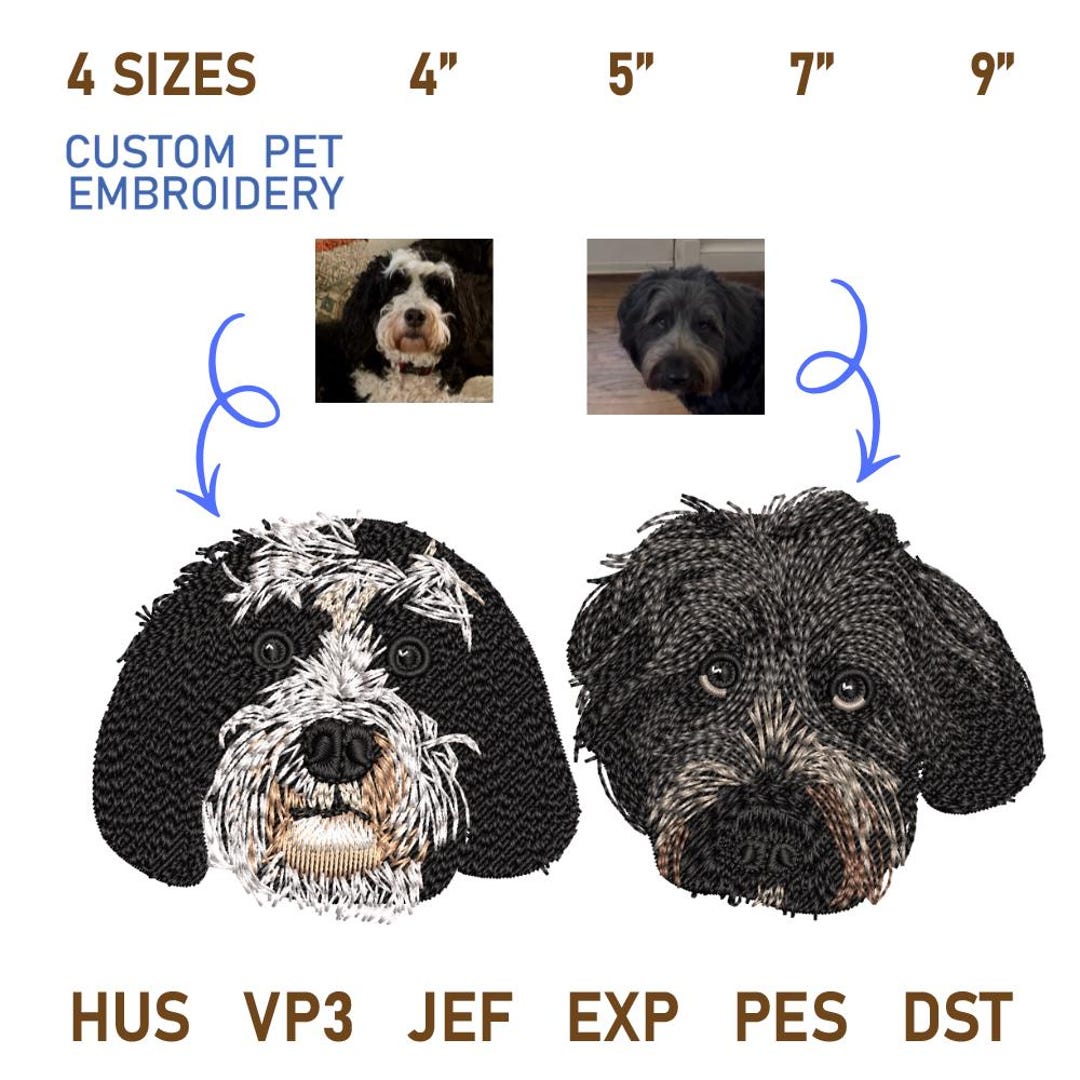 Custom Pet Embroidery Design File , Personalized Dog Portrait ...