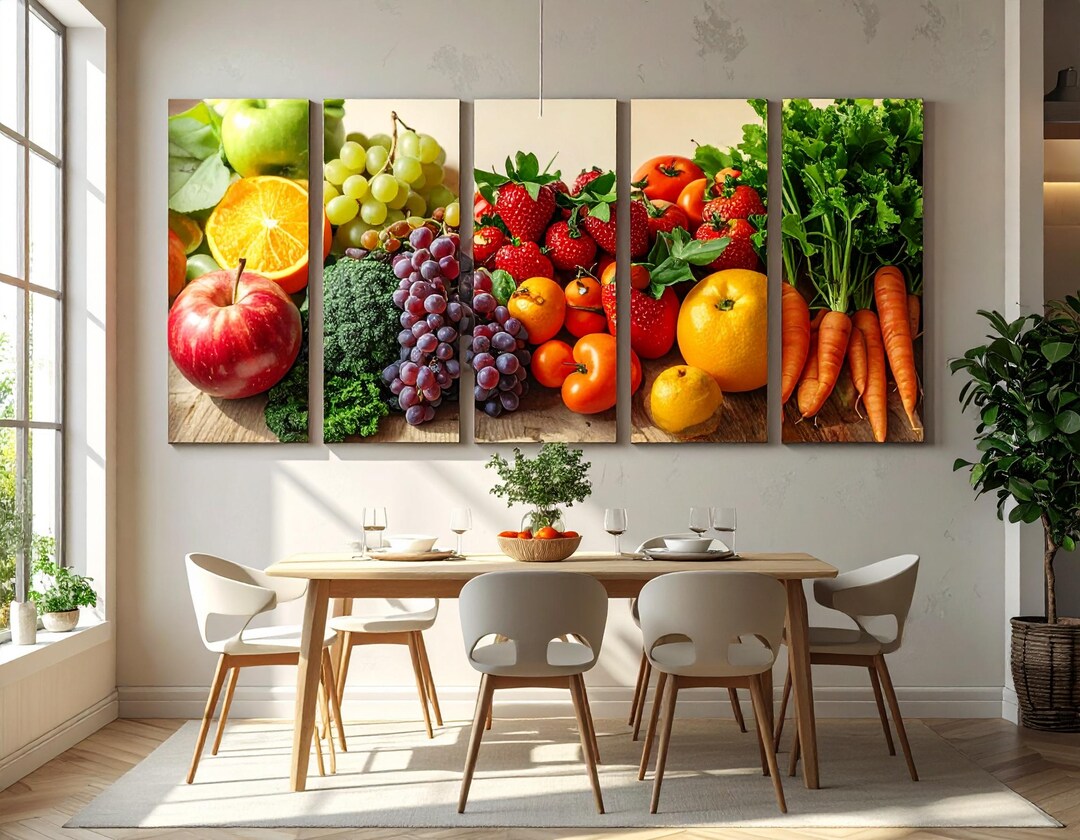 Colorful Fruit & Vegetable Panels | Modern Kitchen Wall Frames - Etsy