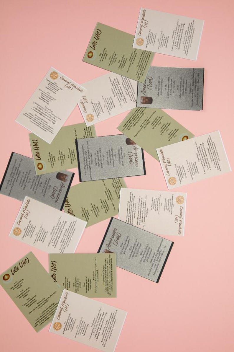 Printable Coffee Recipe Cards | Barista Drink Guide | Cafe & Kitchen ...