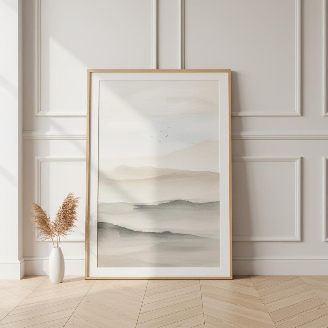 Misty Landscape Watercolor Minimalist – Printable Wall Art for Relaxing ...