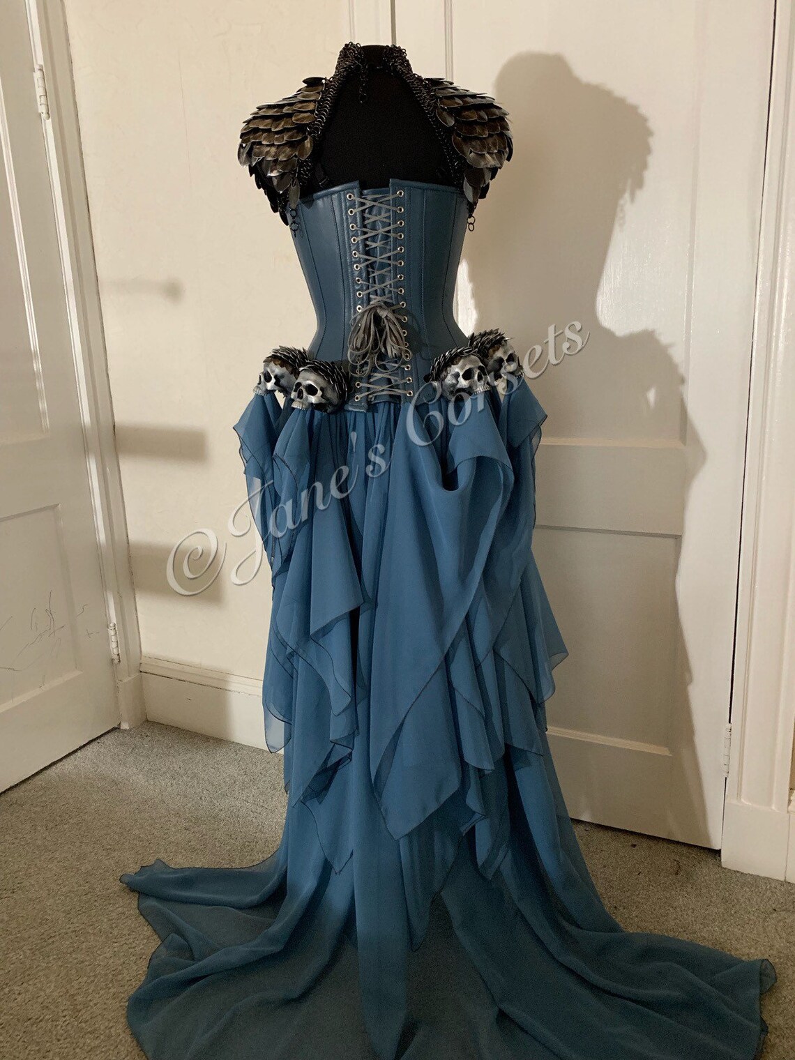 Blue and Silver Skull Corset - Etsy