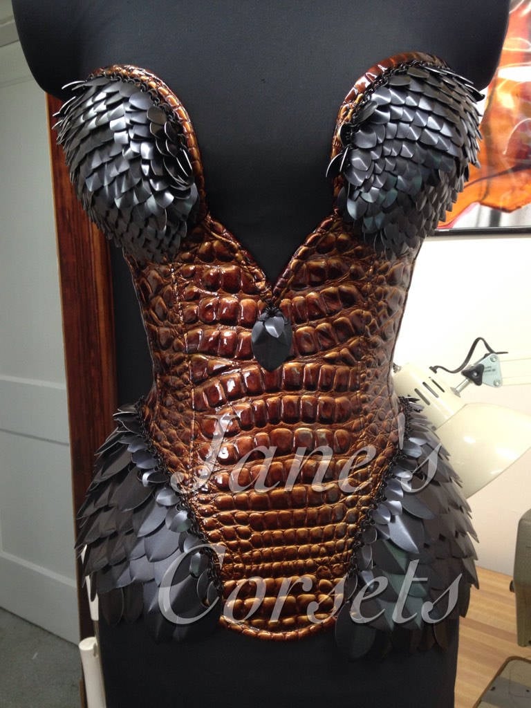 Brown Dragon Scalemail Corset Etsy