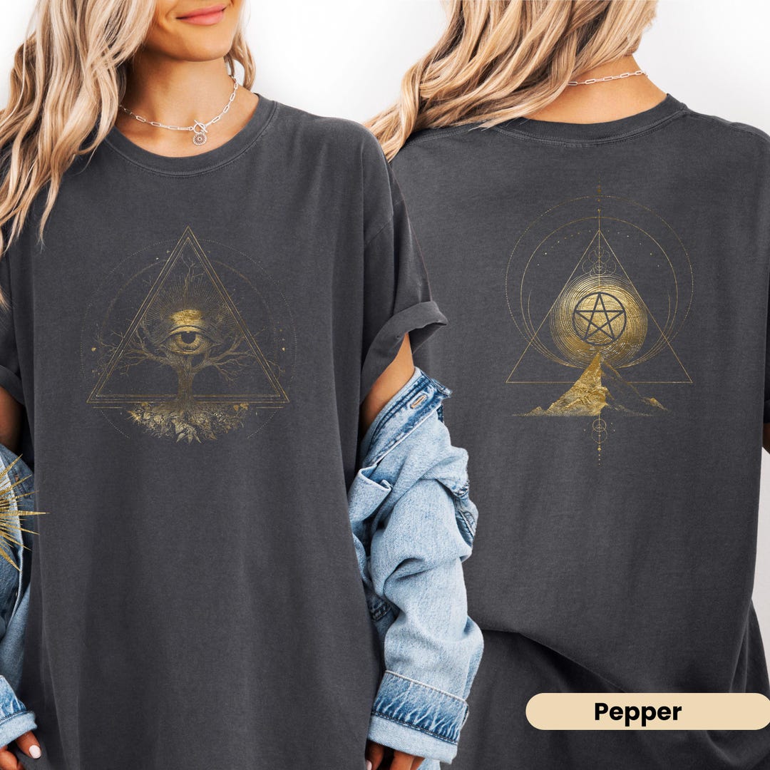Occult Witchy Third Eye Shirt, Sacred Pentagram Mountain Life Tree ...