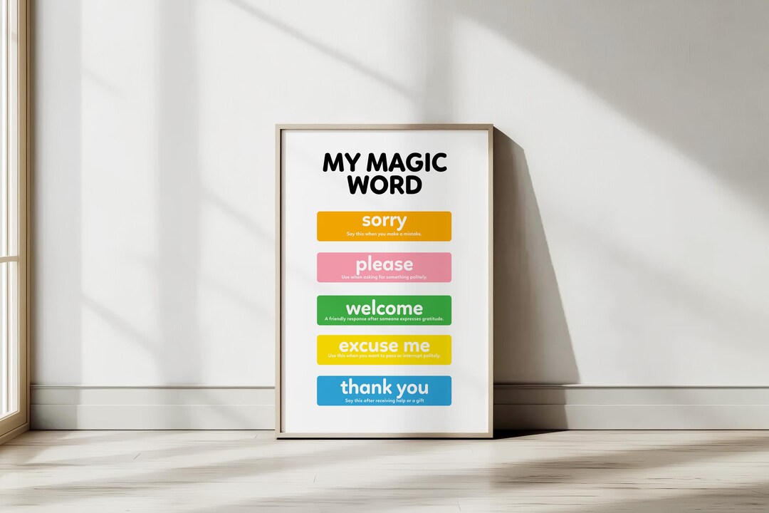 Kids Magic Words Poster, Preschool Classroom Decor, Manners Chart for ...