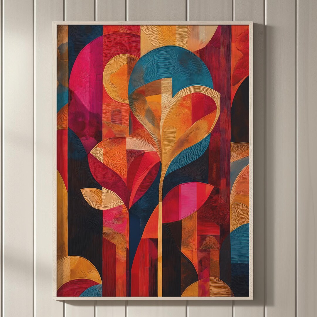 Abstract Flower Patchwork Art Print, Colorful Quilted Design (digital ...