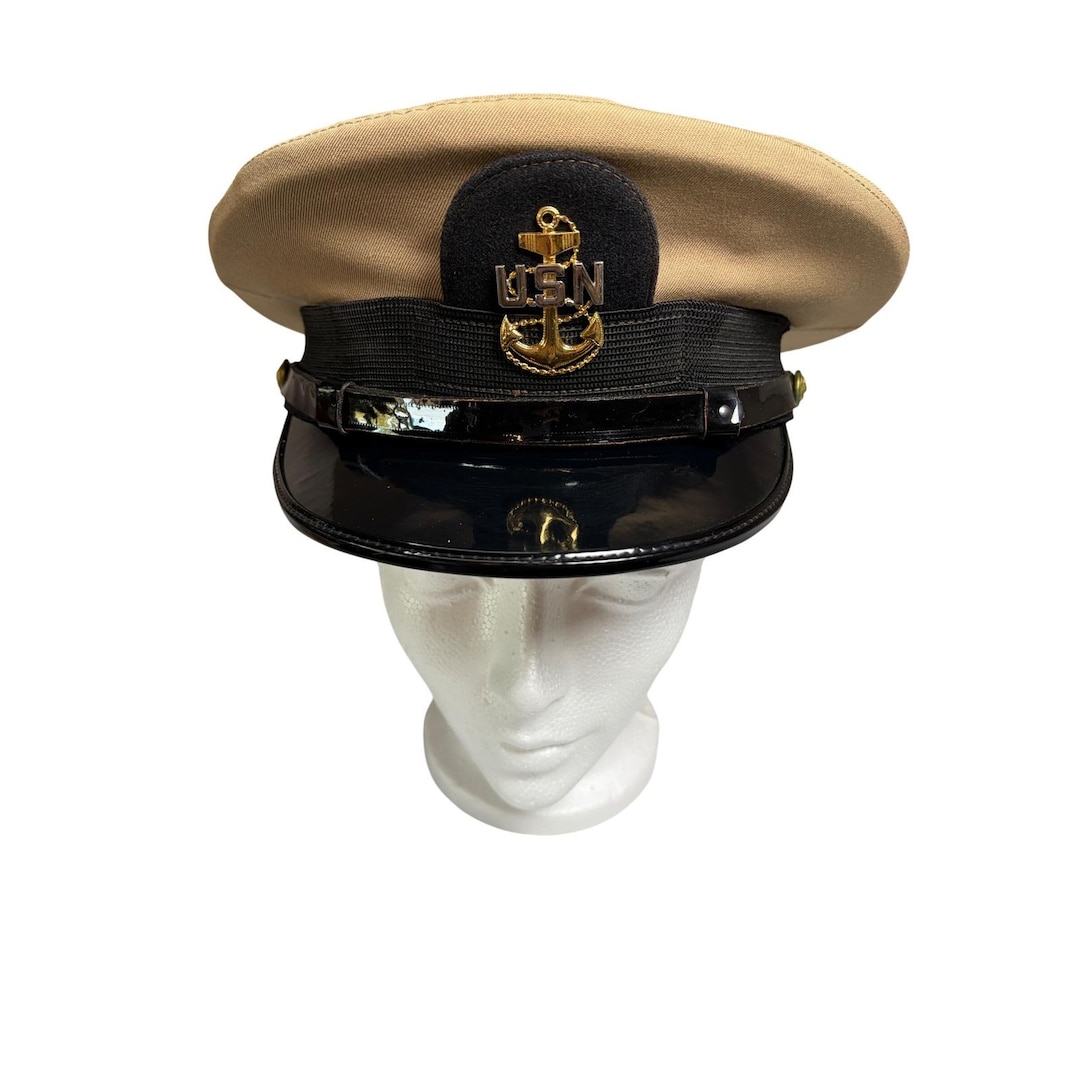 Vintage US Navy Enlisted Dress Cap Wwii-cold War Era USN Anchor Size 7 ...