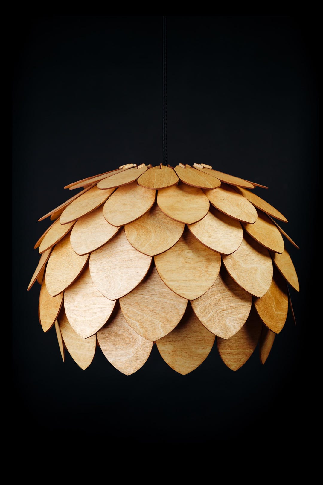 Setri 400 Сherry Wooden Pendant Lamp: Scandinavian Style Birch Shade - Etsy