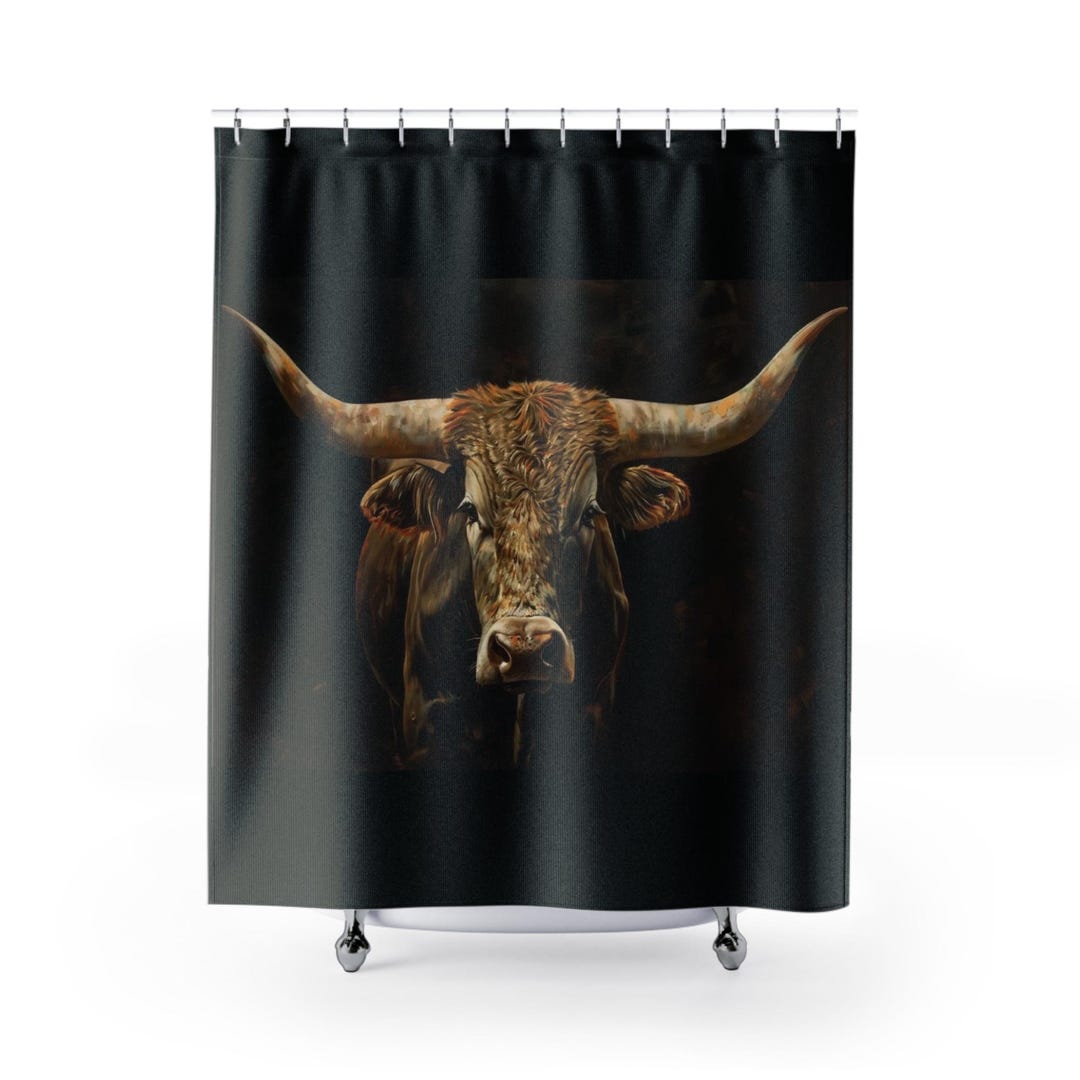 Longhorn Bull Shower Curtain | Rustic Western Farmhouse Bathroom - Etsy