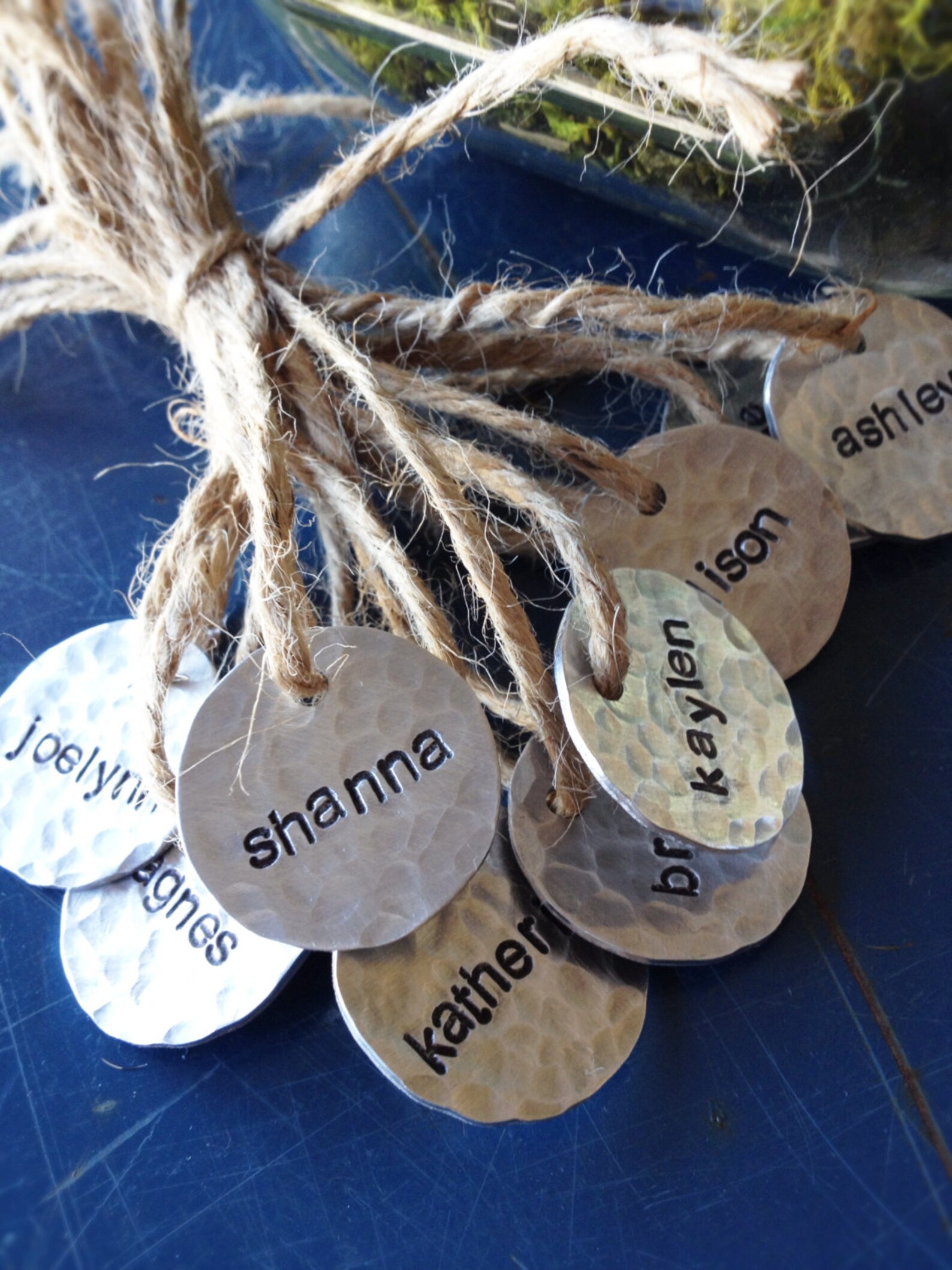 Name Tags Charms custom metal tag Bouquet charm favors | Etsy