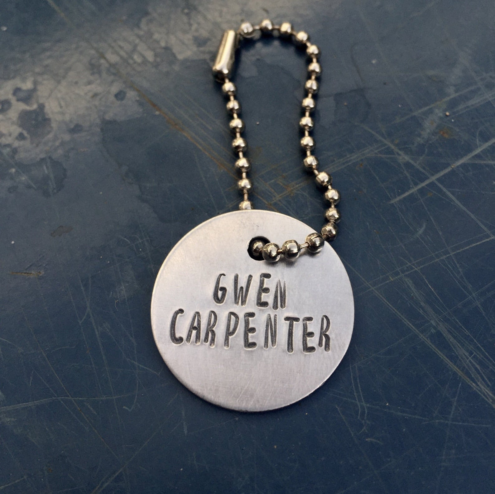 Metal Name Tag ID Tag Name Label Hand Stamped Charm - Etsy