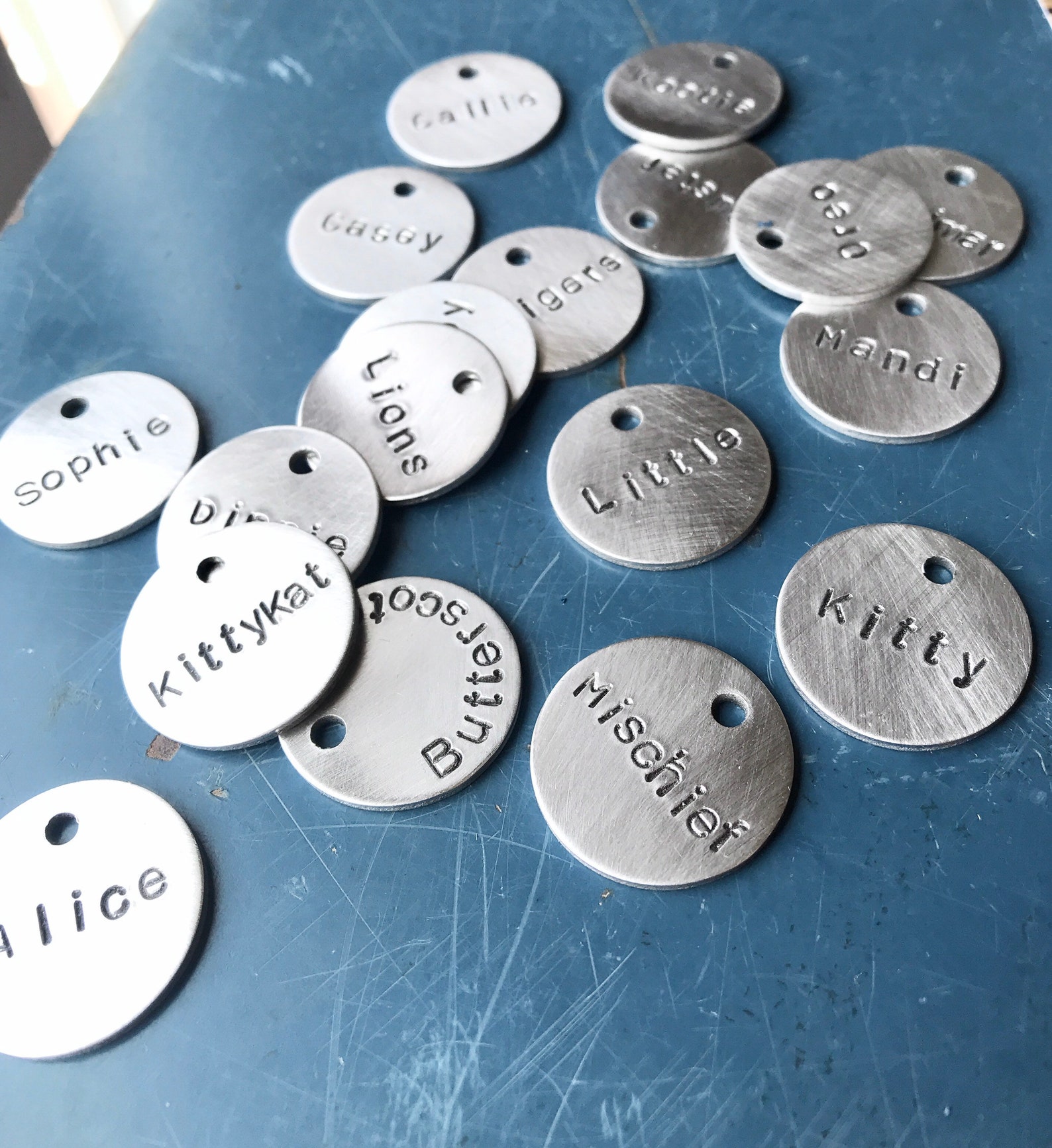 Stamped Metal Name Tag Charms Tags Labels Name Tags Hand - Etsy