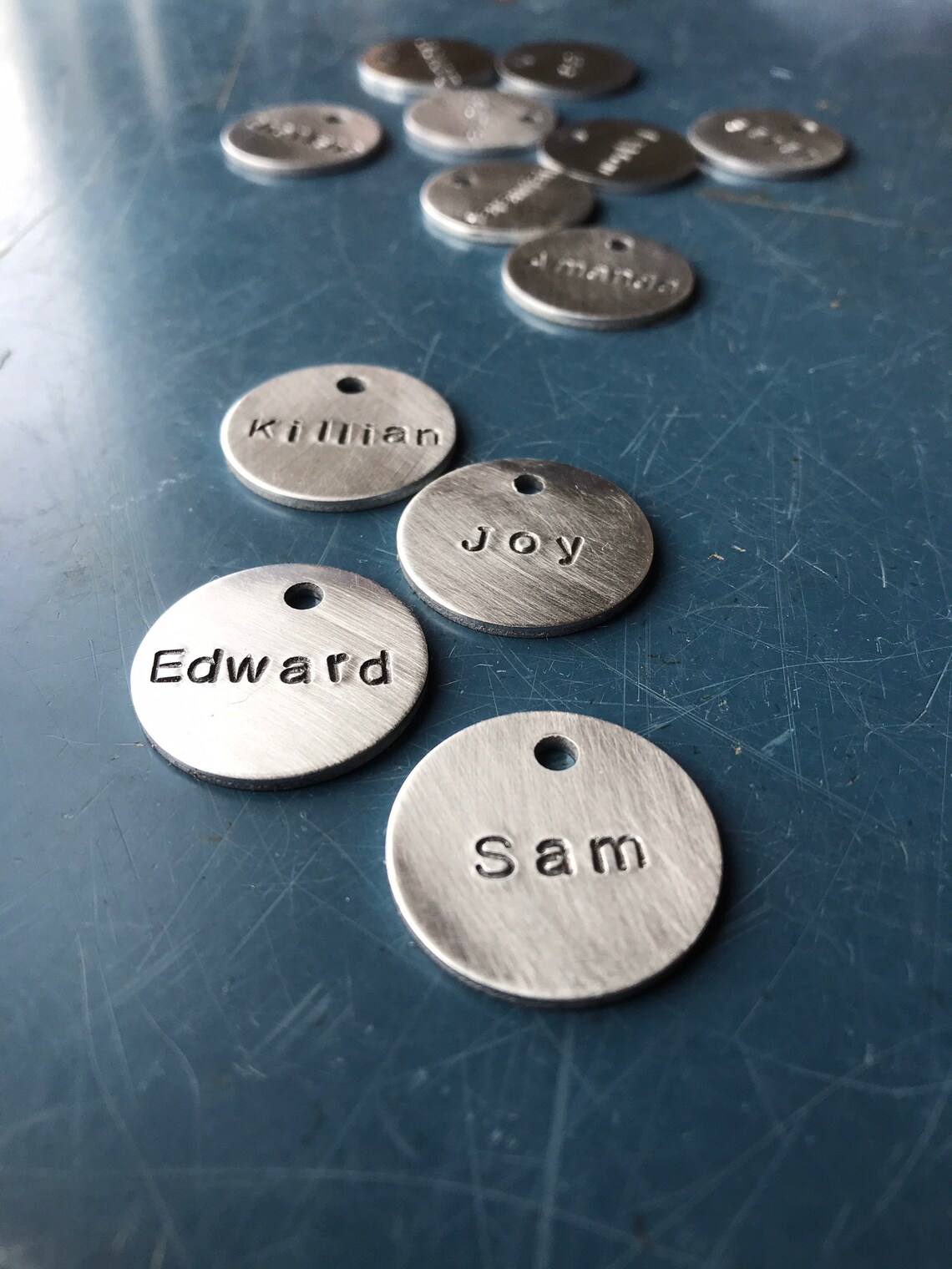 Name tag Charms Tags Labels name tags hand stamped charms | Etsy